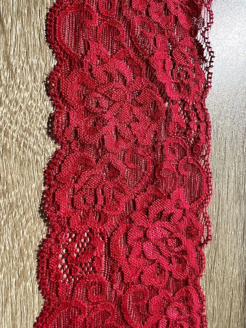 3metres Luxury Red Lace Trim, Red Narrow Stretch Lace Trim 3.25/8cm Red ...