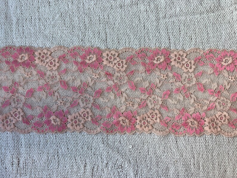 2m Cherry Blossom Pink Lace Trim, Floral Galloon Lace, Pink Wide ...