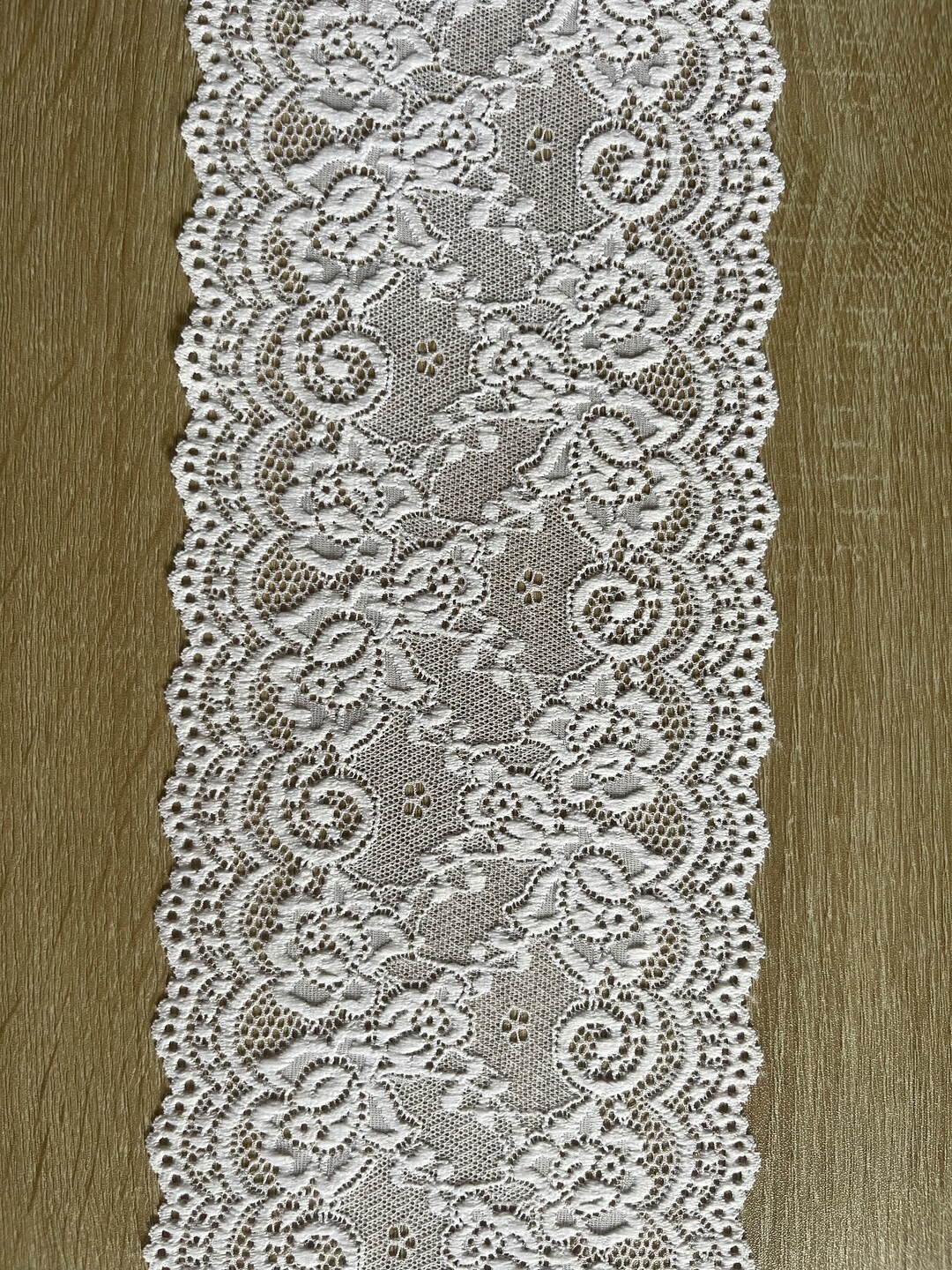 2 Metres White Lace Trim, Intricate Floral Rose Design 6" Wide Stretch ...
