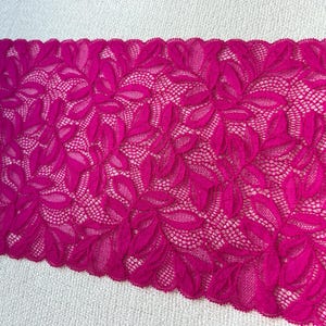 Bright Pink Lace Trim, Leaf Design Pink Wide Stretch Lace Trim 7.75"/19 ...