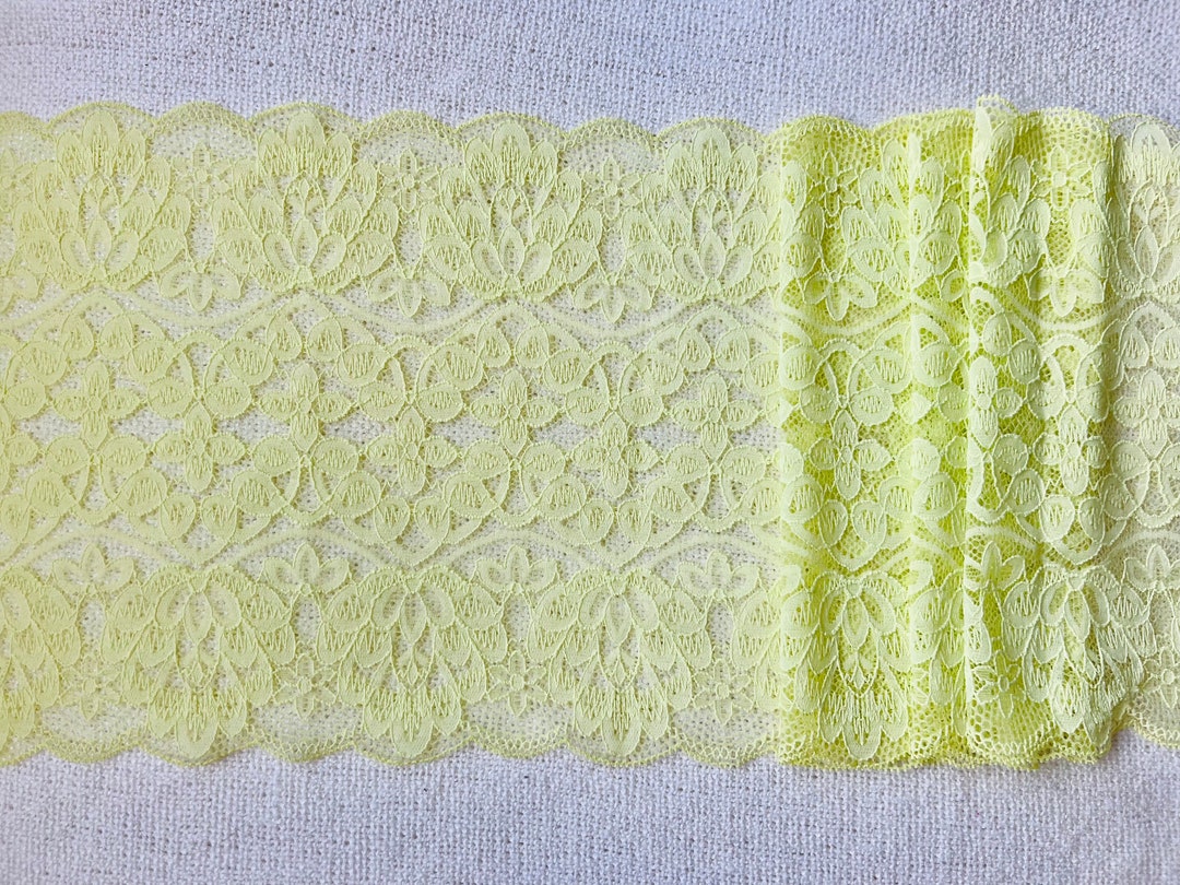 Luxury Lemon Lime Yellow Lace Trim, Yellow Wide Stretch Lace Trim 9.5 ...