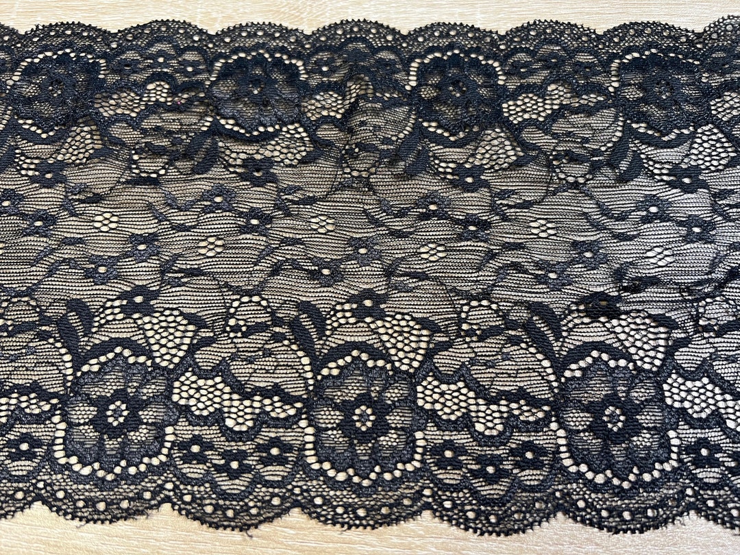The Best Place for Lace - 2 METERS Black Lace Trim With Raised Rose ...