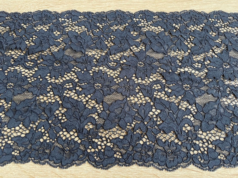 2metres Dark Navy Lace Trim Bold Floral Eyelet Flower Lace Trim 9" Navy ...