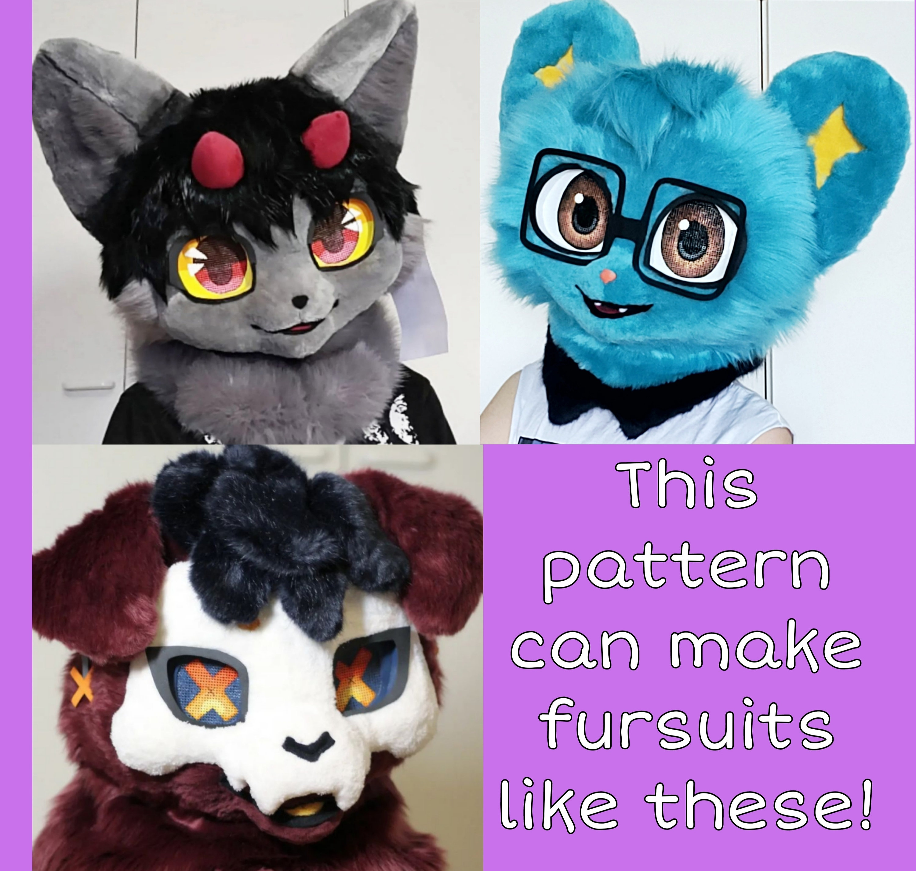Digital Download Fursuit Kemono Head Base Pattern - Etsy Australia
