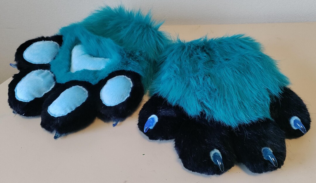 Fursuit Hand Paws Turquoise, Navy Blue, Resin Claws (size L) - Etsy