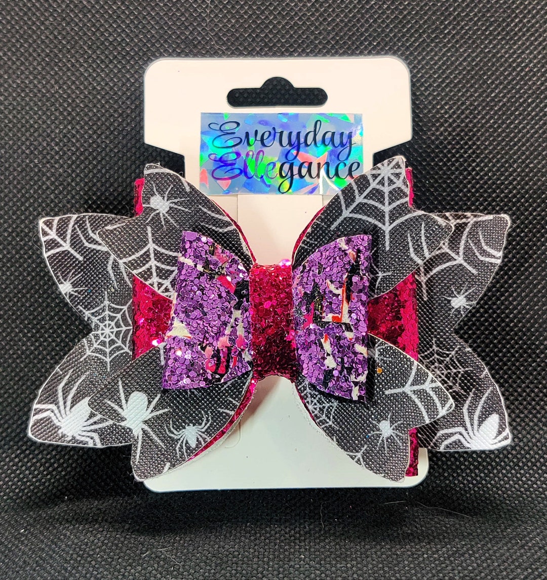 Sparkly Spider Bow Purple Pink and Black - Etsy