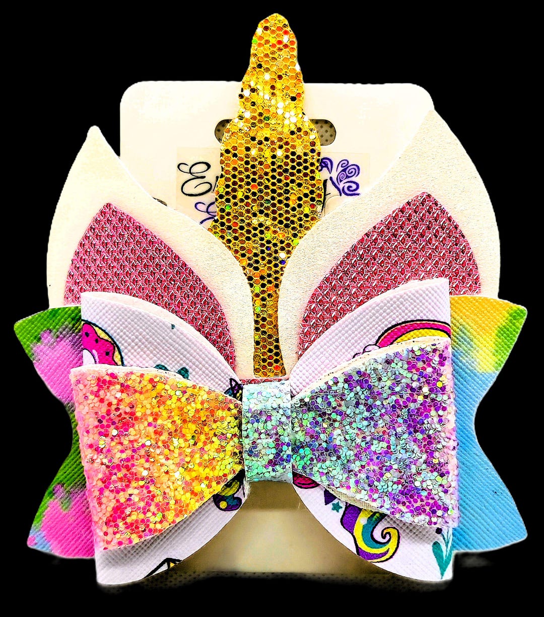 Rainbow Glitter Unicorn Horn Bow - Rainbow Pastel - Etsy
