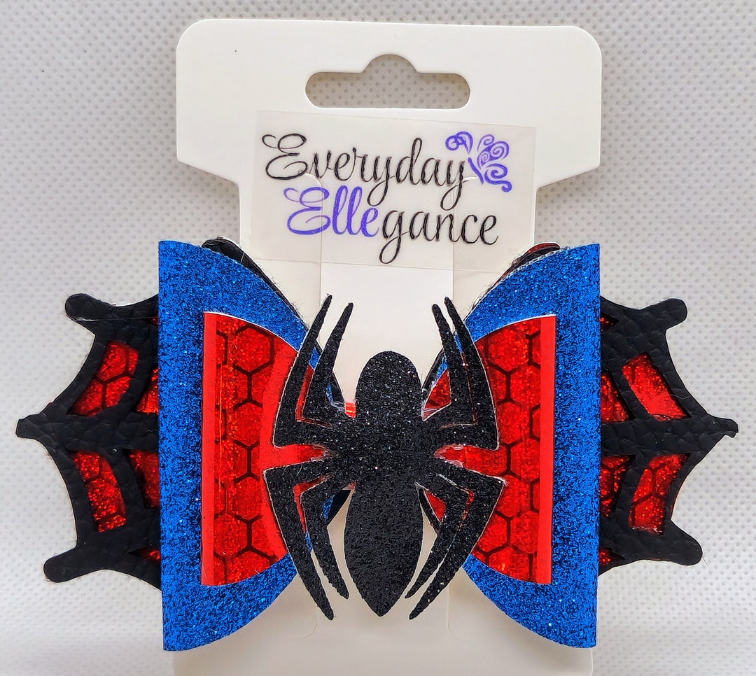 Glitter Spiderman Bow red, Blue, and Black - Etsy