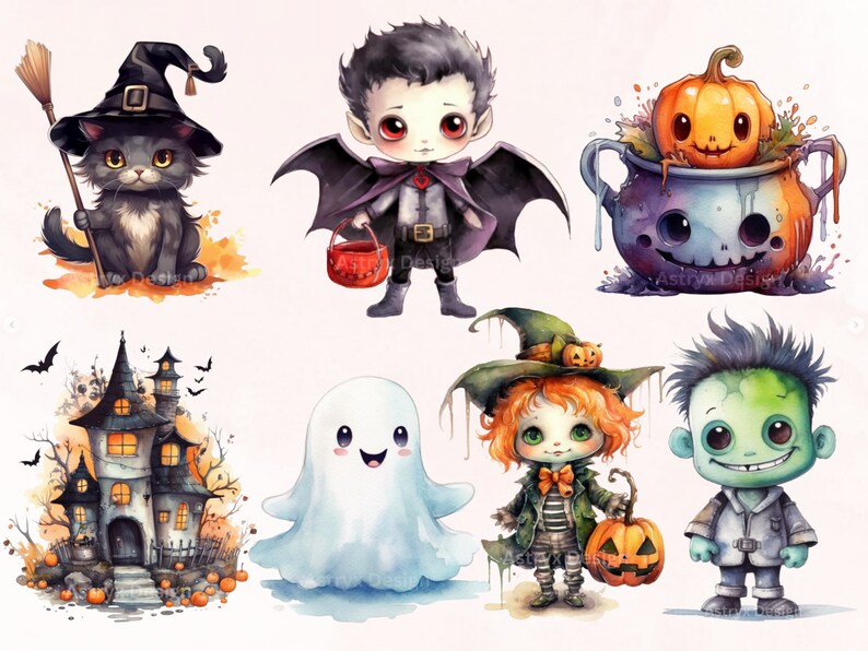 Cute Halloween Clipart Bundle 28 PNG Kawaii Halloween Clipart - Etsy