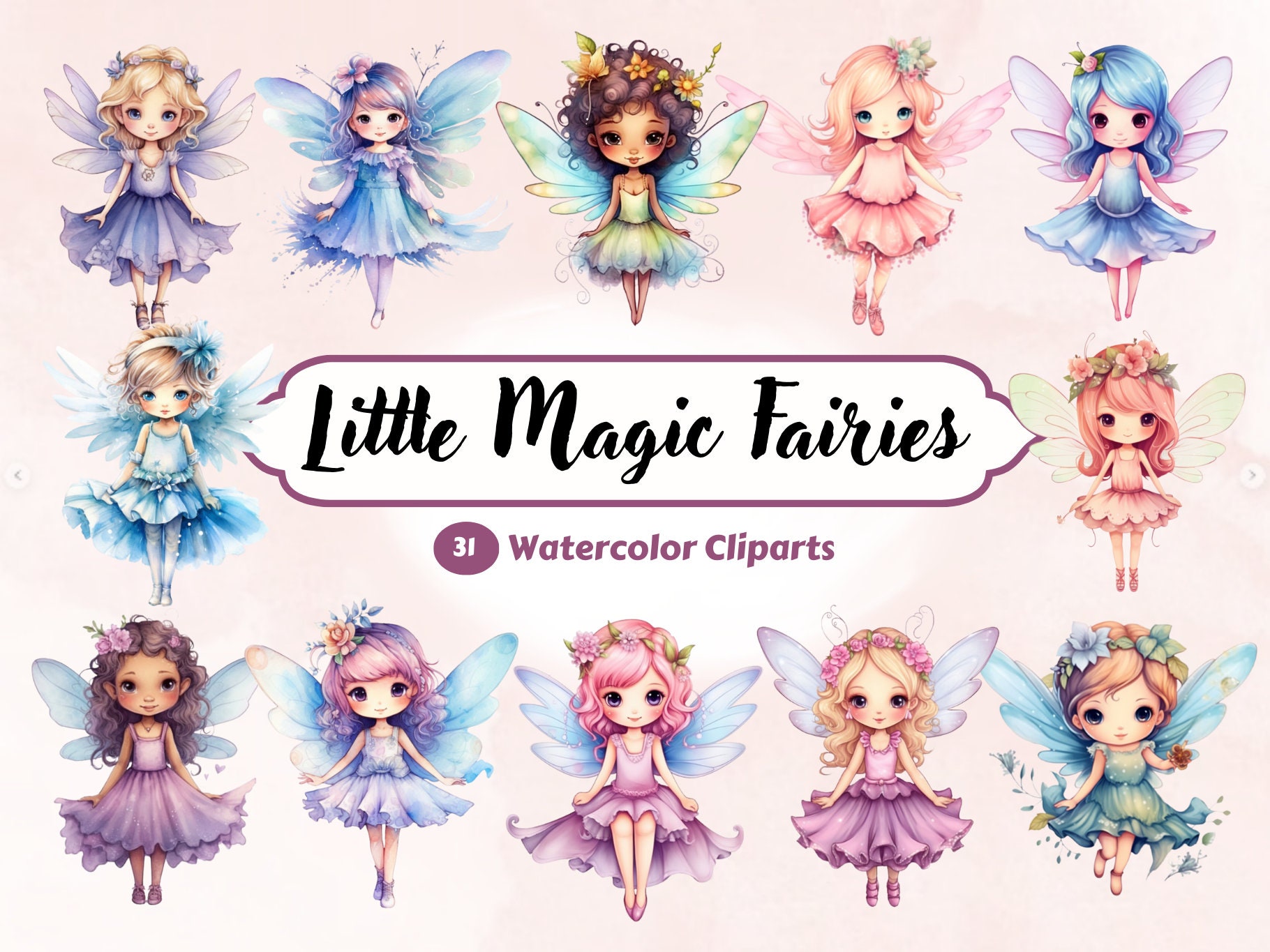 Magical Fairy Clipart Fairies Clipart Fairytale Clipart Watercolor Cute ...