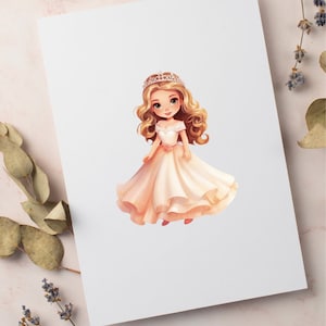 Little Princess Clipart, Fairytale Princess, Nursery Decor PNG, Magical ...