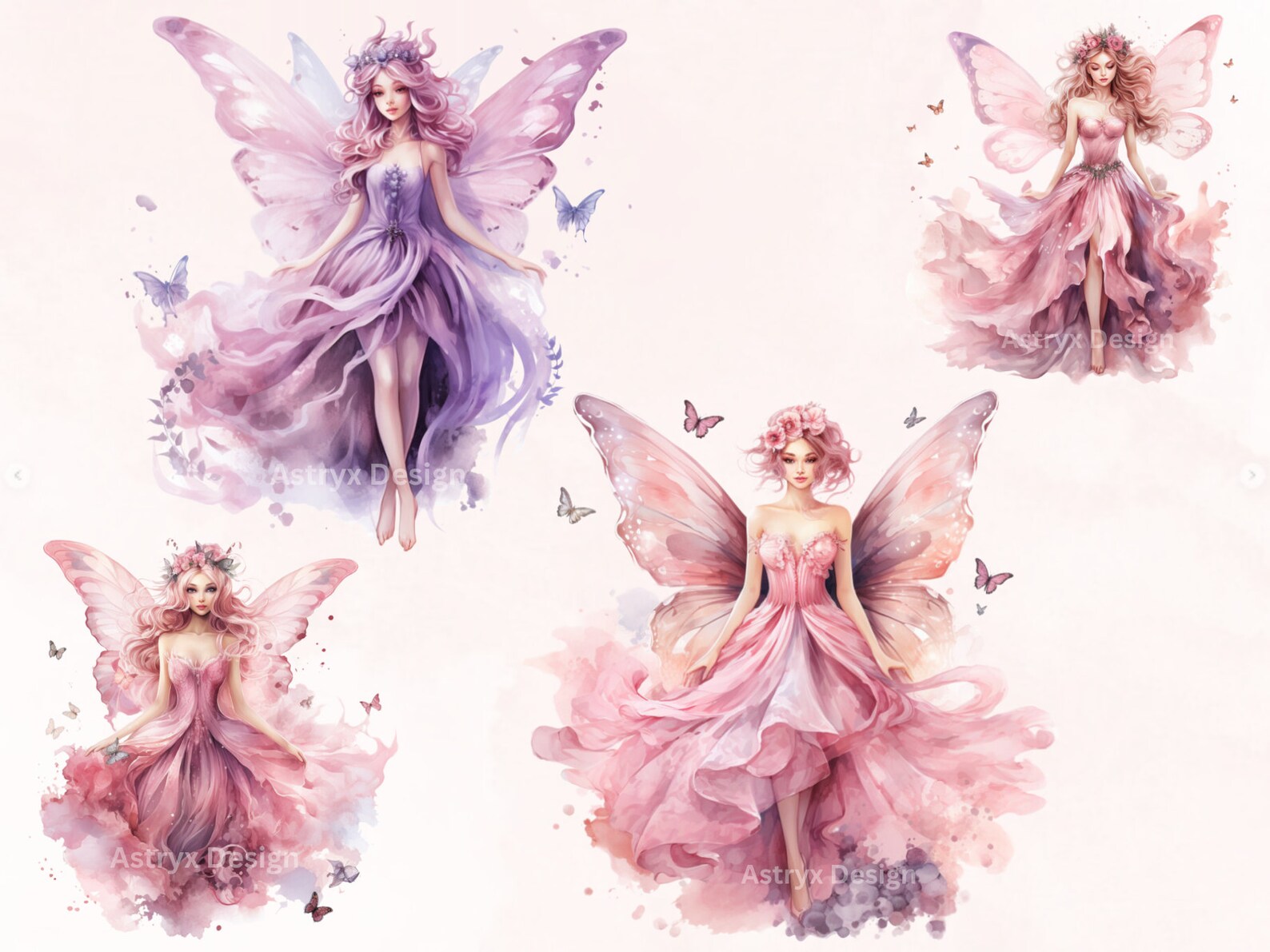 Ethereal Fairies Watercolor Clipart, Butterfly Fairies, Magical Fairies ...