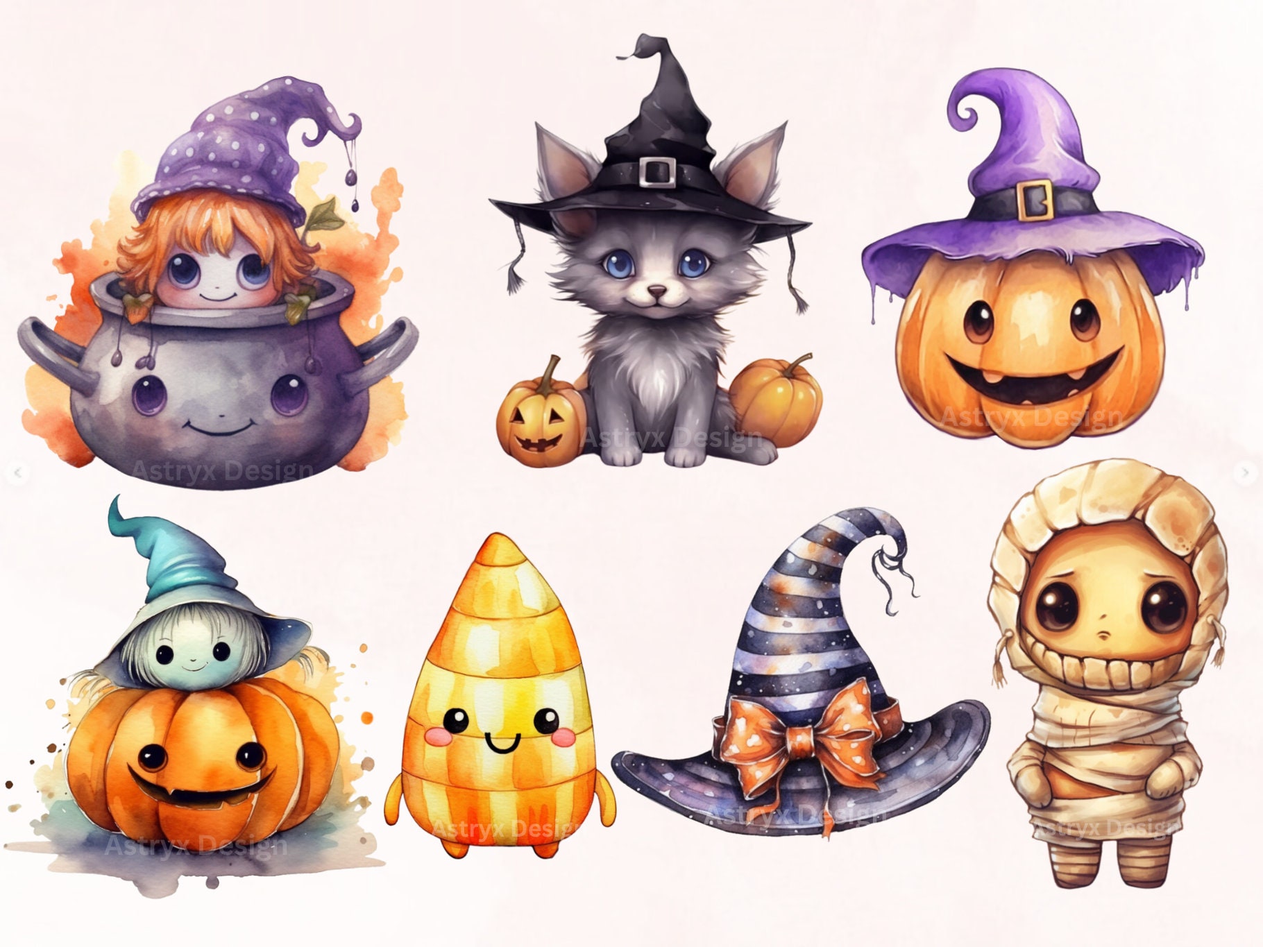 Cute Halloween Clipart Bundle 28 PNG Kawaii Halloween Clipart - Etsy