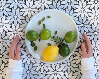 6x6 Manolo Collection Marble Decorative Tile With Blue Floral - Etsy