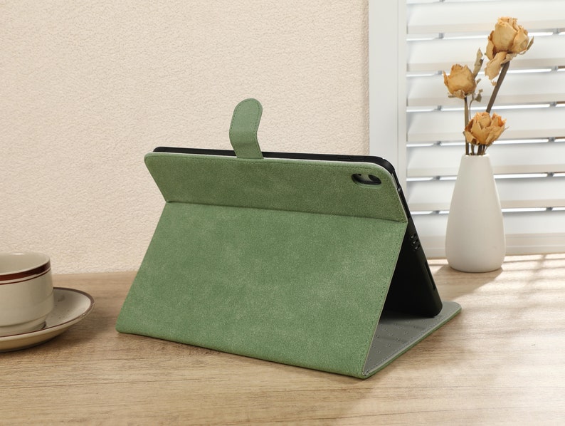 Matcha Green Personalised Leather iPad Case for Air 4/5 Case With Pen ...
