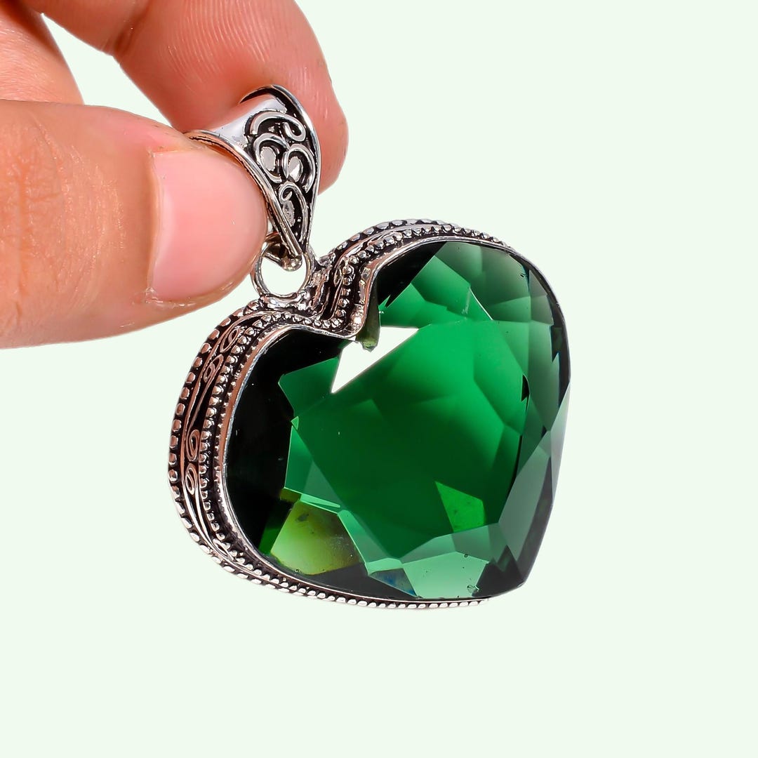 Chrome Diopside Pendant • Sterling Silver Green Gemstone Necklace ...