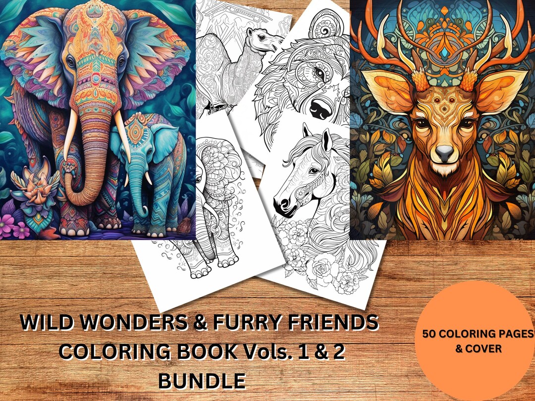 Wild Wonders & Furry Friends Coloring Book Bundle - Coloring Book for ...