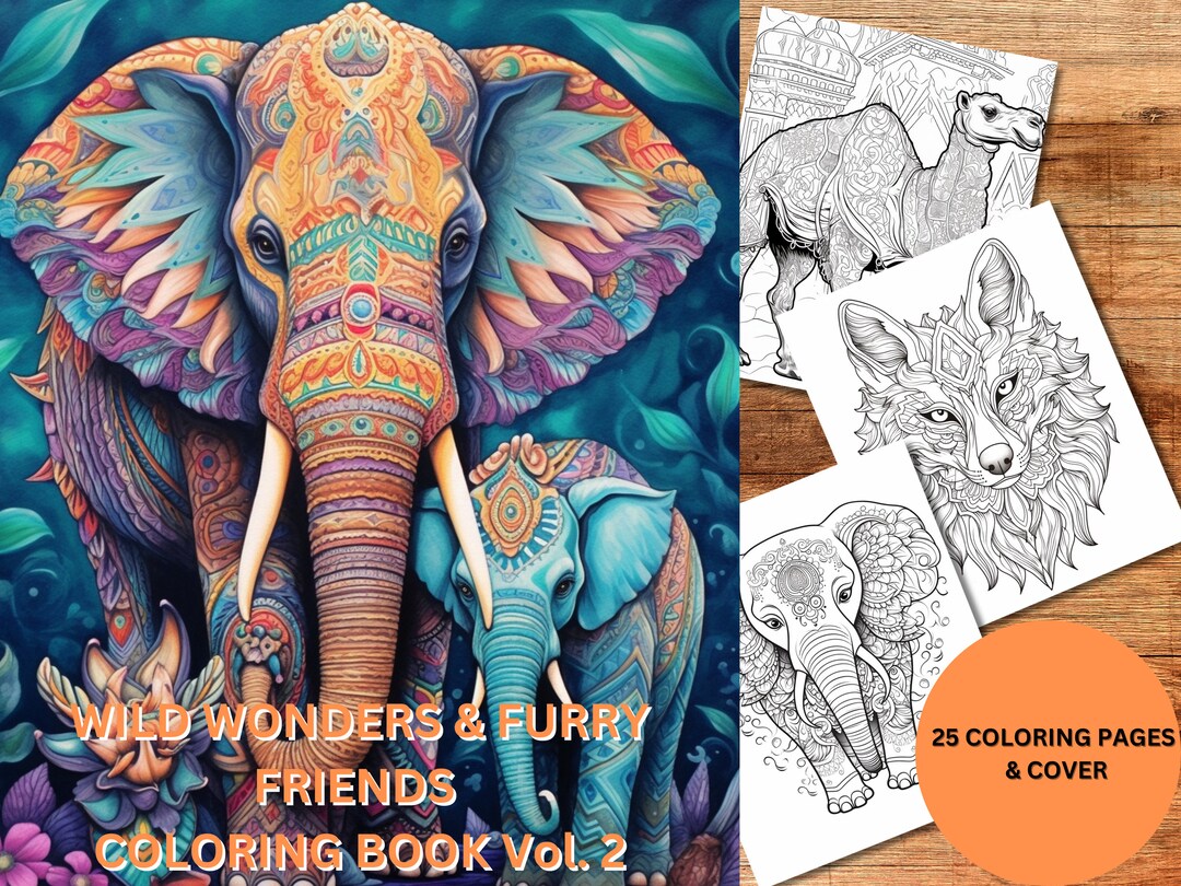 Wild Wonders & Furry Friends Coloring Book Volume 2 - Coloring Book for ...