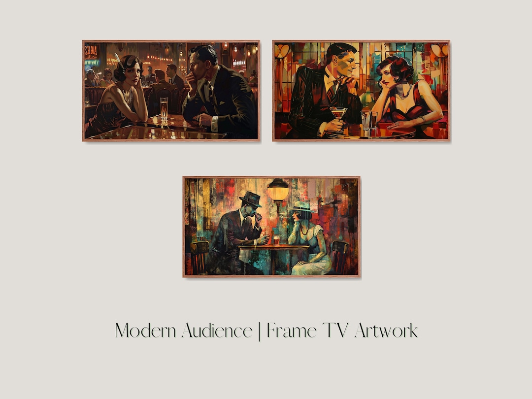 The Frame TV Art, Art Deco Painting Frame Art, Speakeasy Date Artwork ...