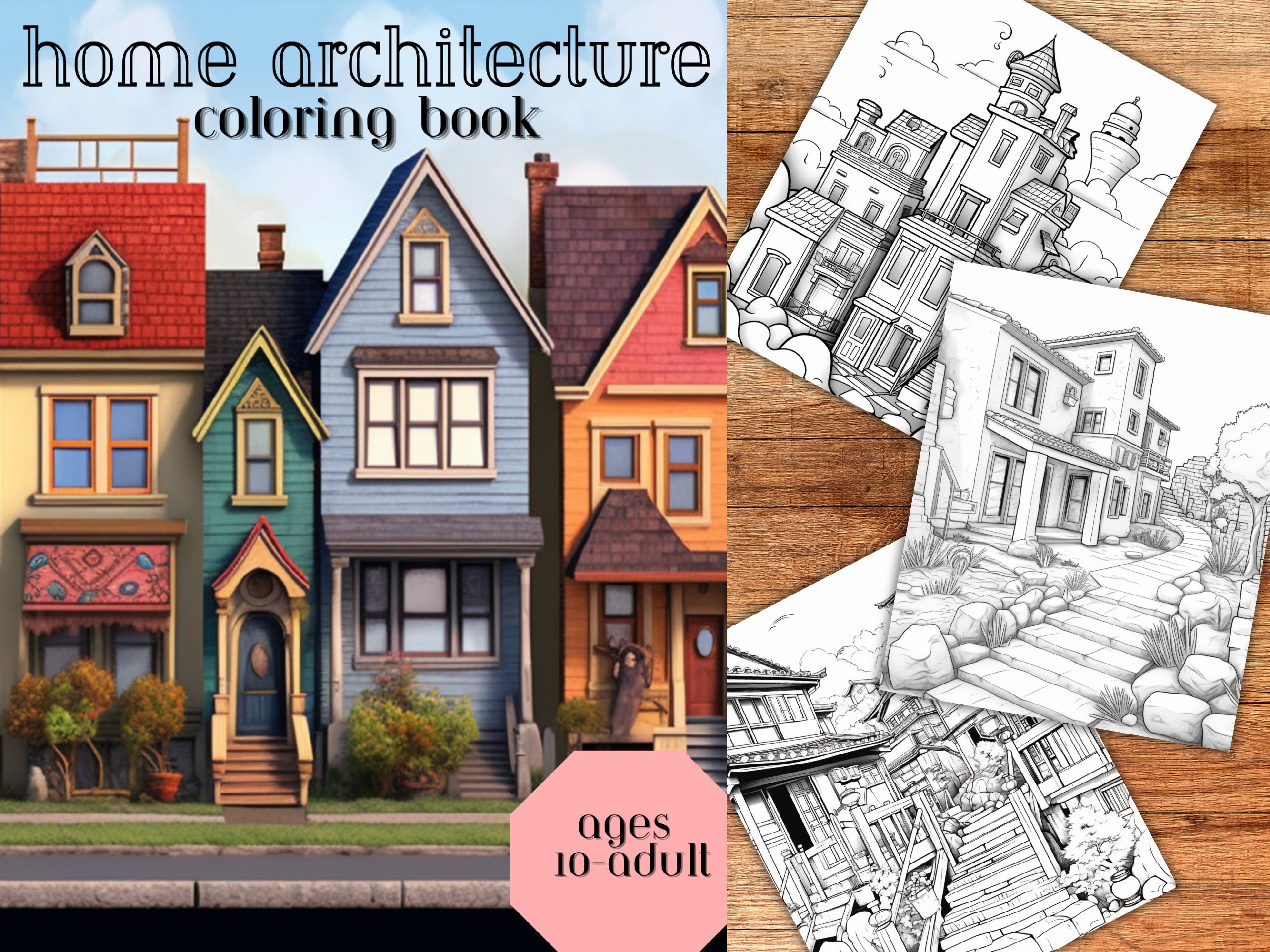 Home Architecture Coloring Book - Amazing Adults Coloring Book of Home ...