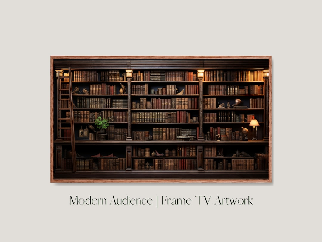 Digital Frame TV Art | Vintage Bookcase | Modern Audience | Vintage ...