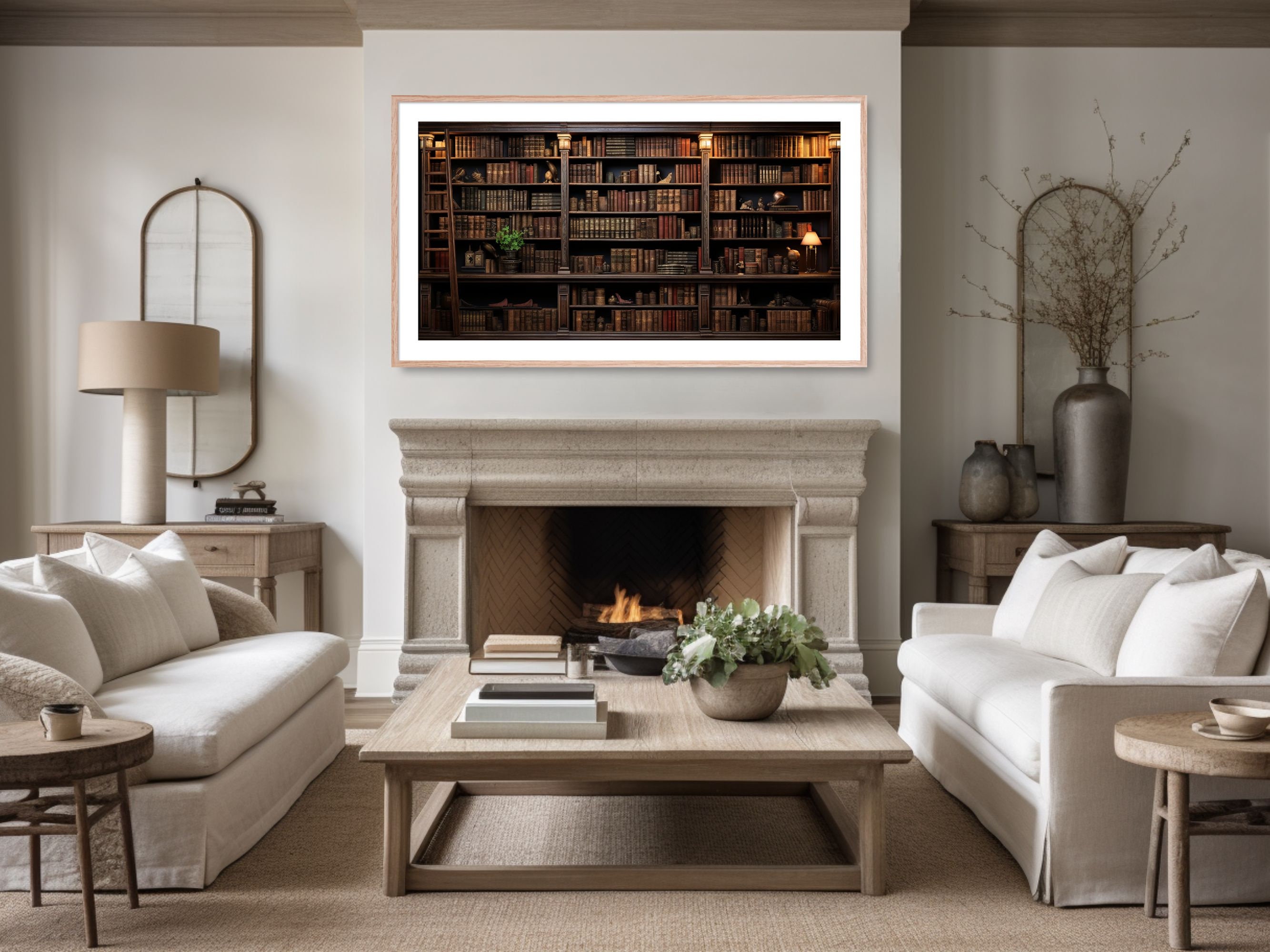 Digital Frame TV Art | Vintage Bookcase | Modern Audience | Vintage ...