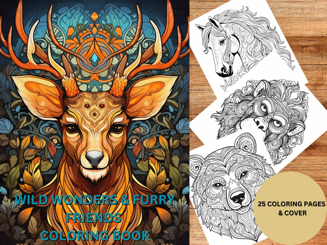 Wild Wonders & Furry Friends Coloring Book Volume 1 - Coloring Book for ...