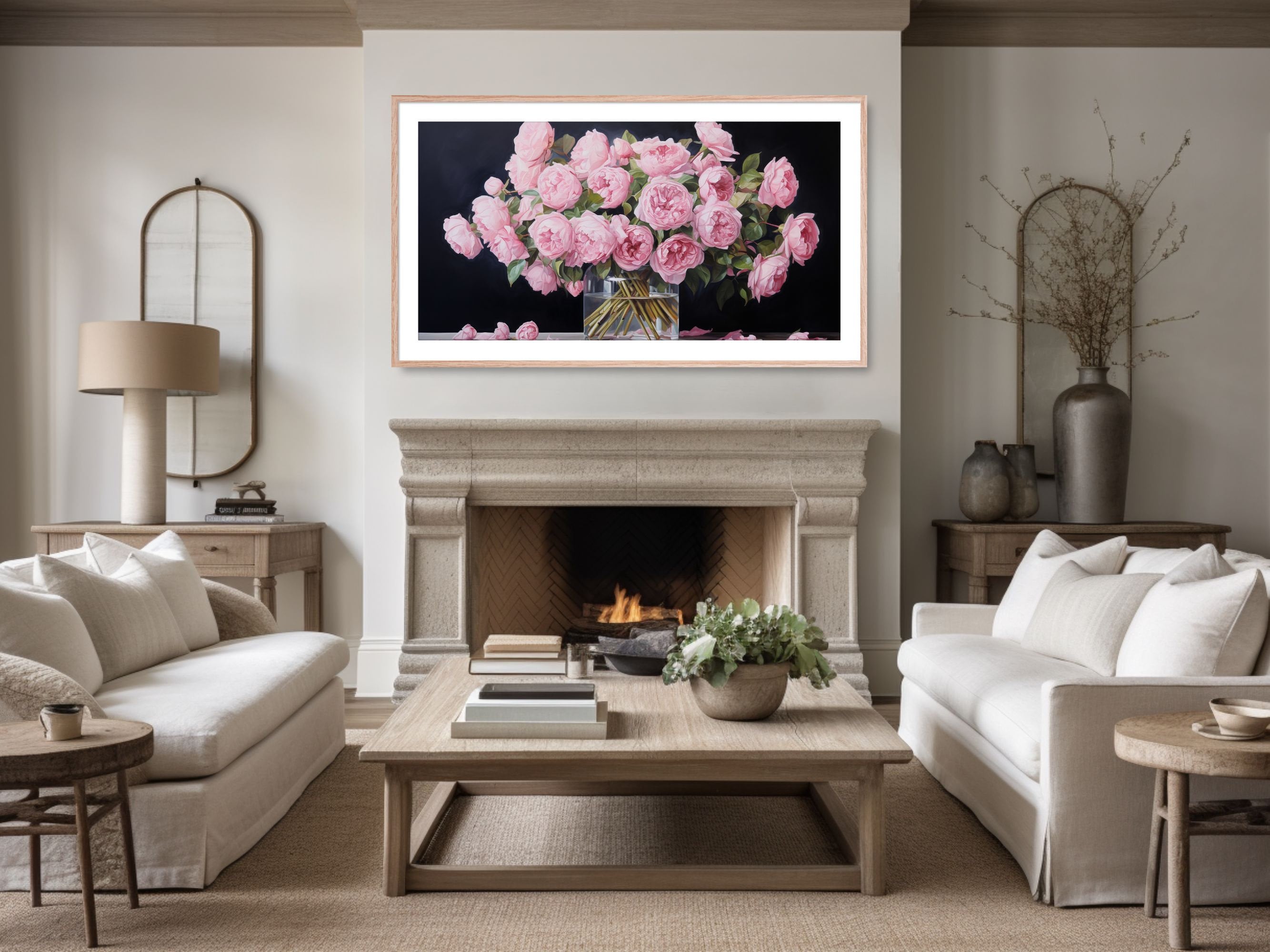 Digital Frame TV Art | Pink Rose Bouquet | Modern Audience | Botanical ...