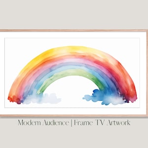 Digital Frame TV Art | Watercolor Rainbow | Child Artwork | Modern ...