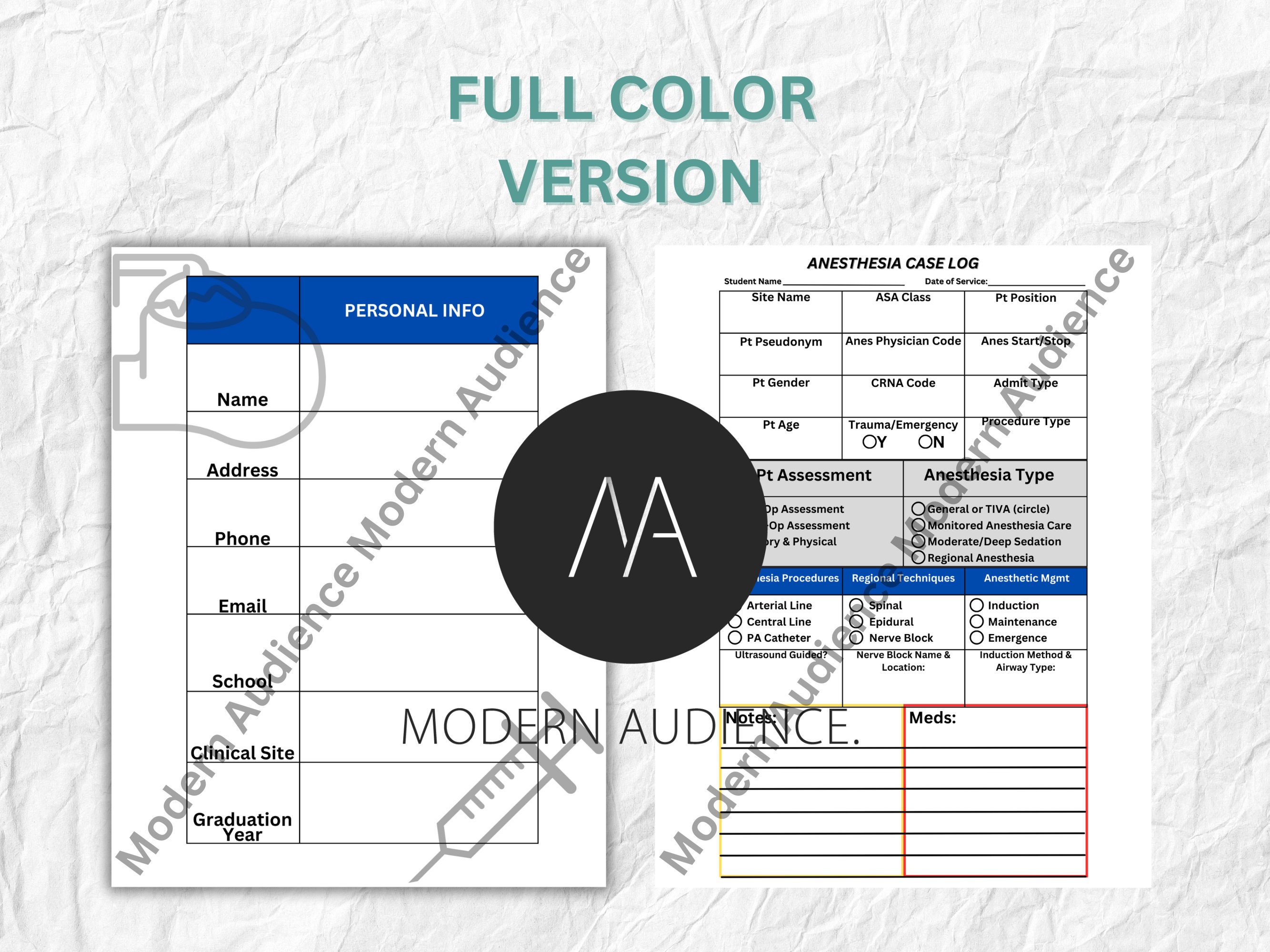 Anesthesia School Study Book Case Log Journal Nurse Anesthetist Case ...