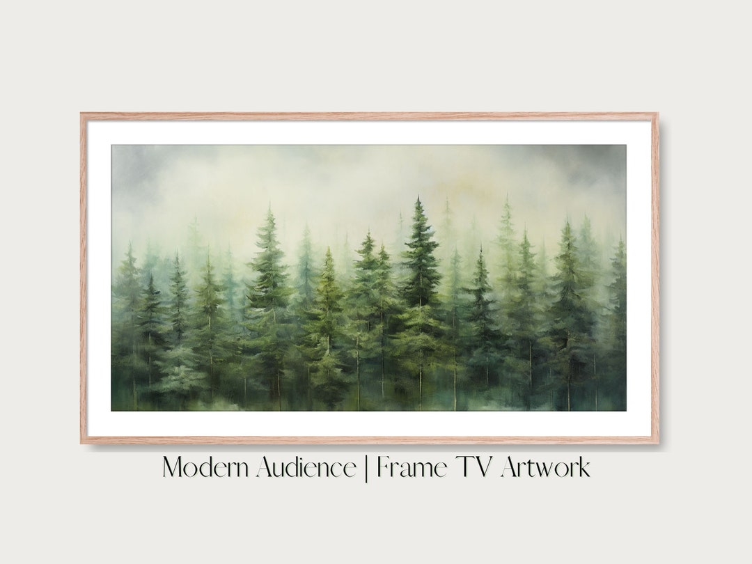 Digital Frame TV Art | Dense Pine Trees | Modern Audience | Oil ...