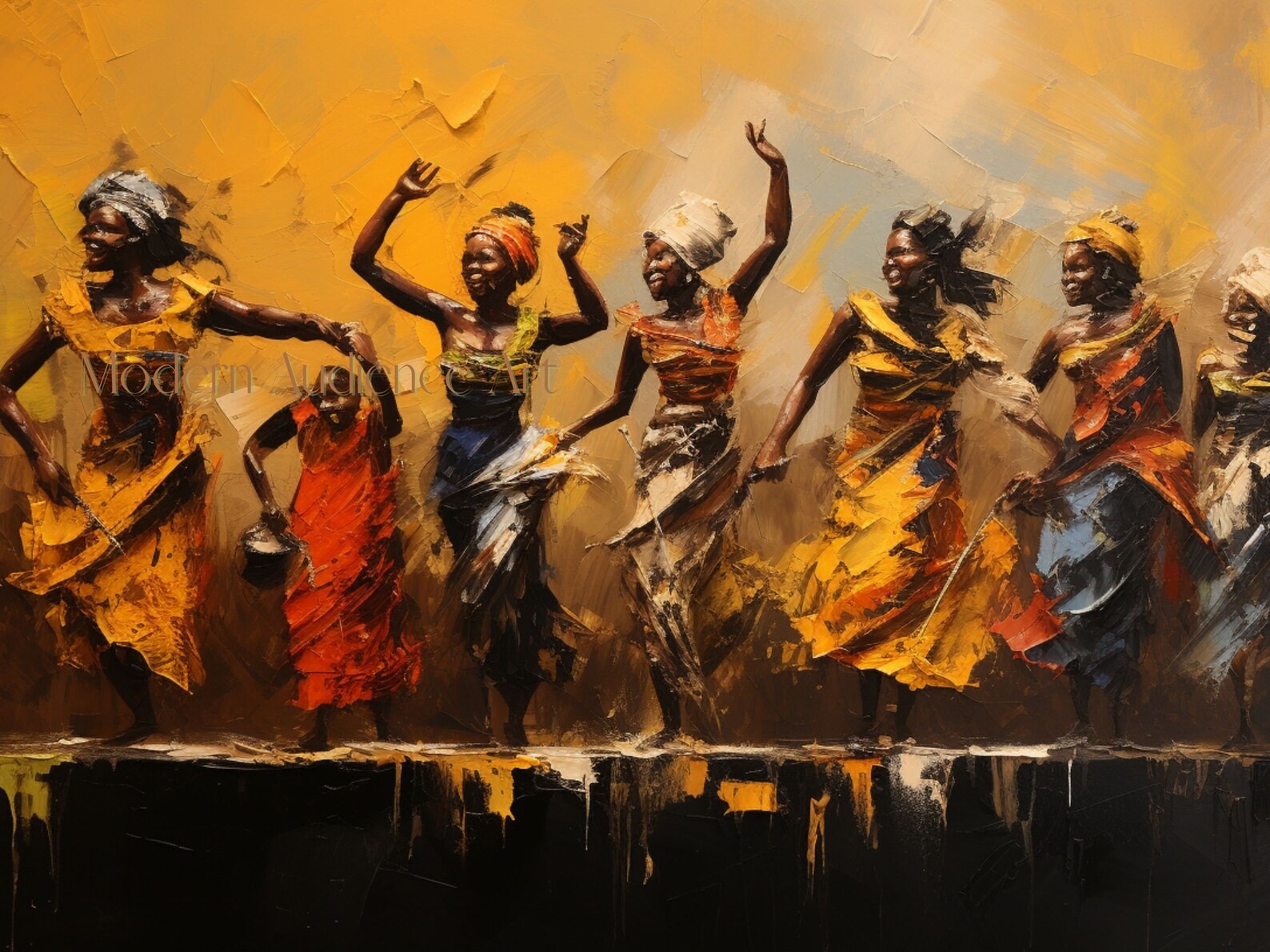 African Dance Impasto Painting | Frame TV Art (digital Download) - Etsy