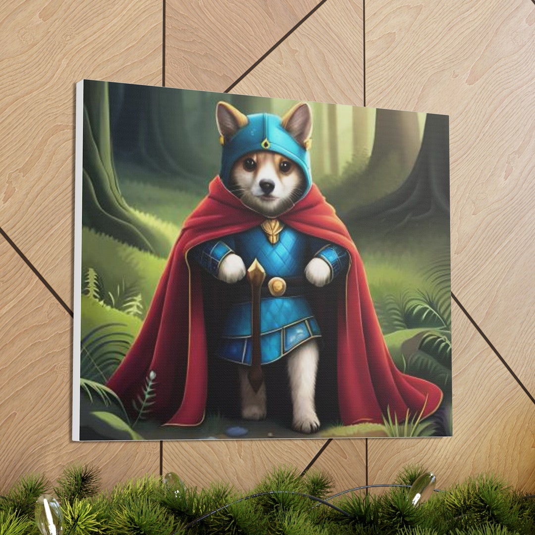 Whimsical Fox Knight Adorable Medieval Warrior Canvas Print - Etsy