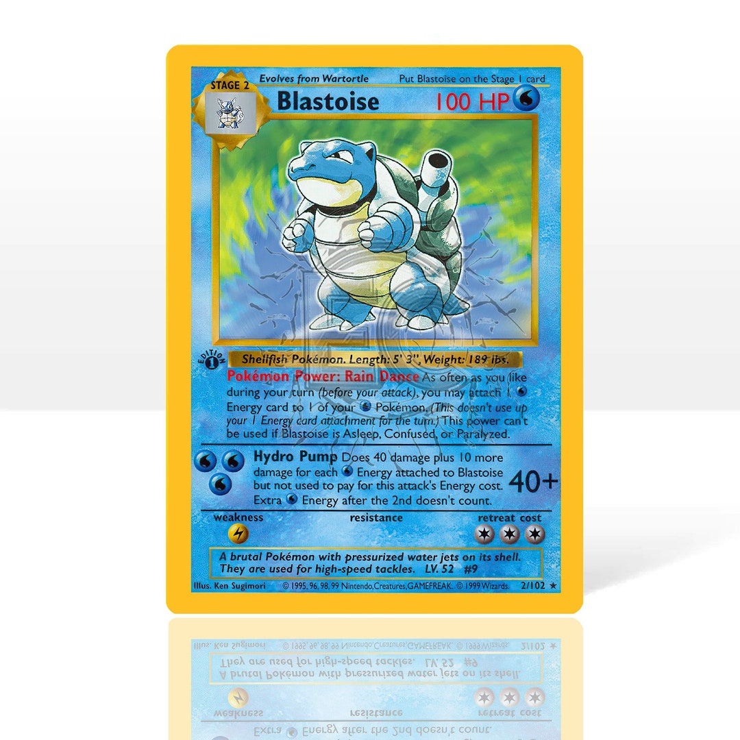 Pokemon Blastoise Shadowless 1st Edition Holo High Quality Proxy ...