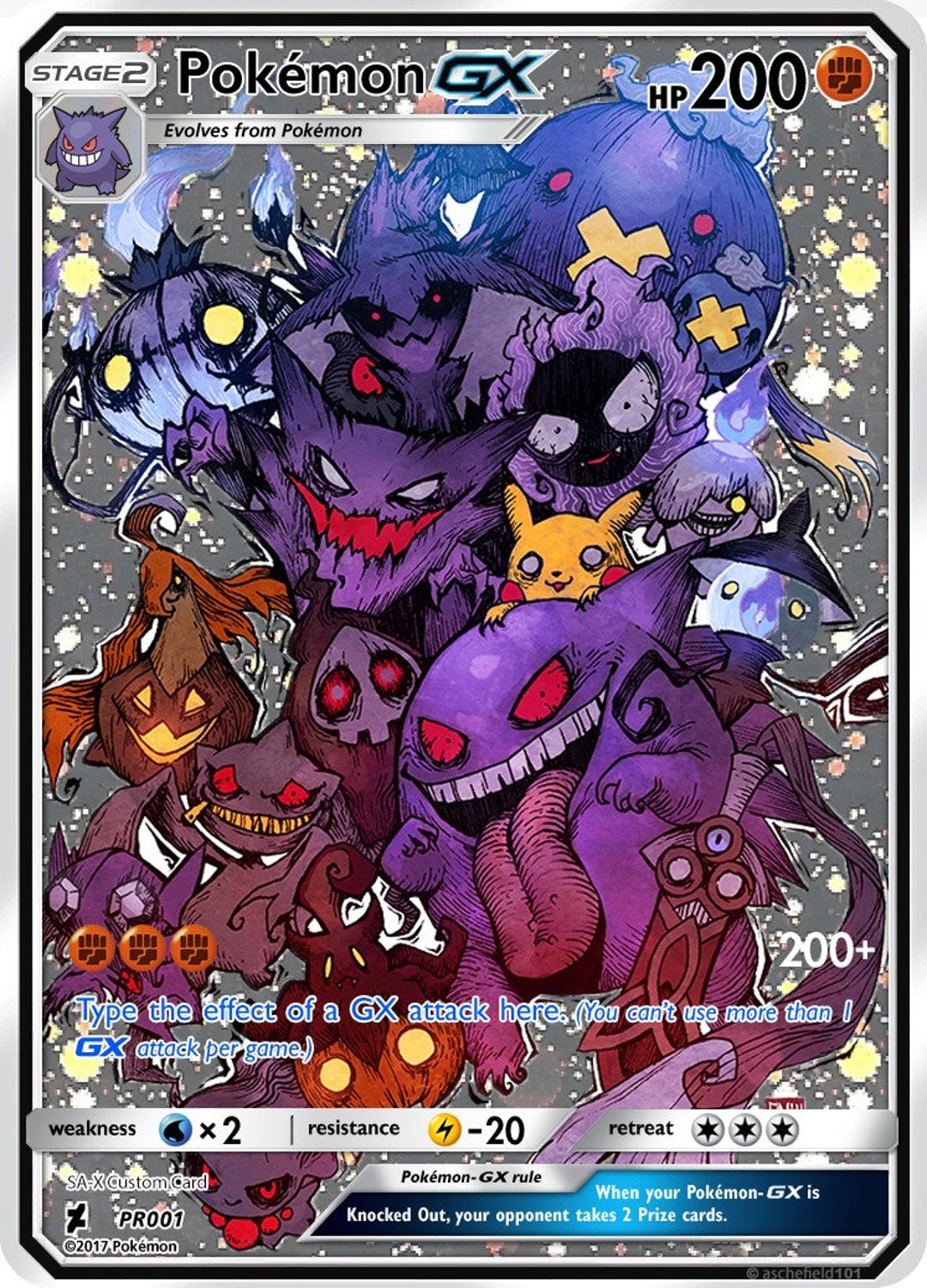 Gengar Holo Full Art Gx Pokémon Card Custom - Etsy