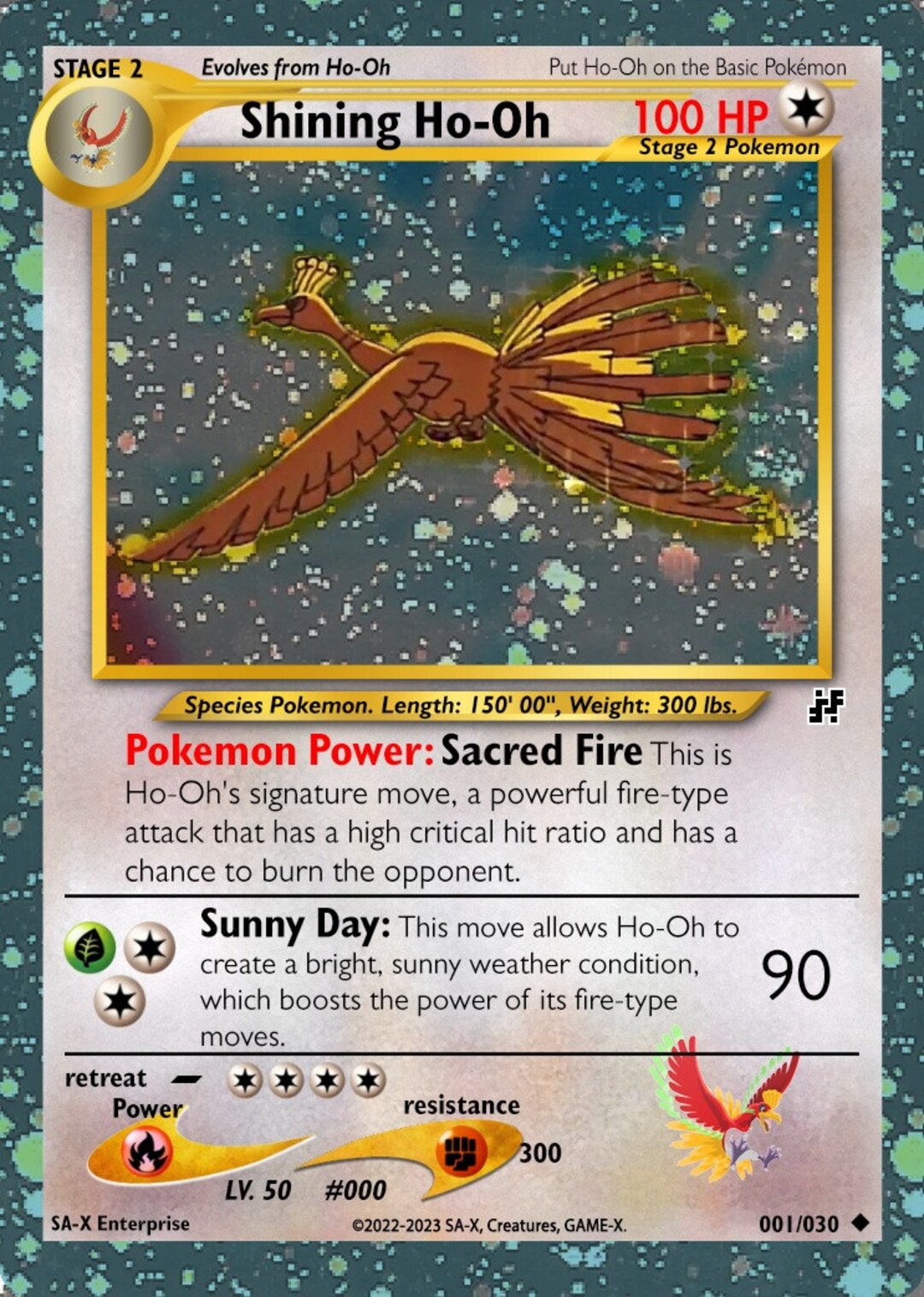 Pokemon Shining Ho-oh Holo Pokémon Card Custom No Goldstar - Etsy
