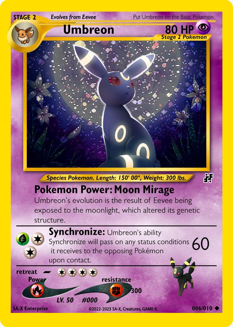 Umbreon Holo Full Art Pokemon Custom Card - Etsy