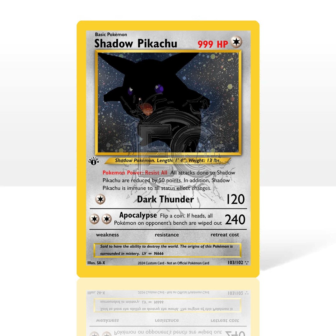 Pokemon Shadow Pikachu Holo Pokemon Custom Card Proxy - Etsy