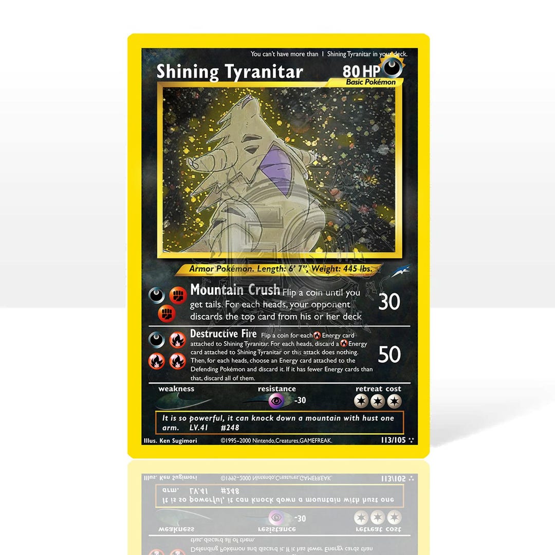 Pokemon Shining Tyranitar Pokemon Custom Card - Etsy