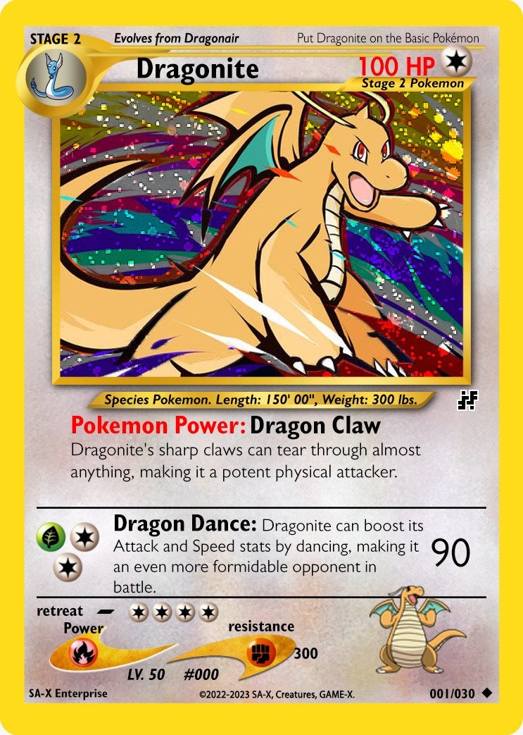 Pokemon Dragonite Holo Pokémon Card Custom No Shining Goldstar - Etsy