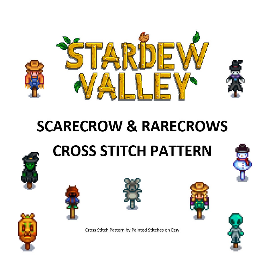Stardew Valley - Scarecrow & 8 Rarecrows Cross Stitch Pattern - Etsy