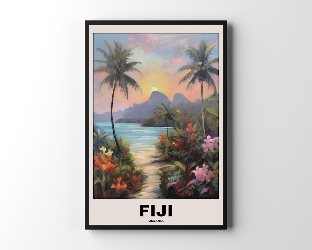 Fiji Wall Art Print Fiji Poster Beach Painting Scenic Travel Poster ...