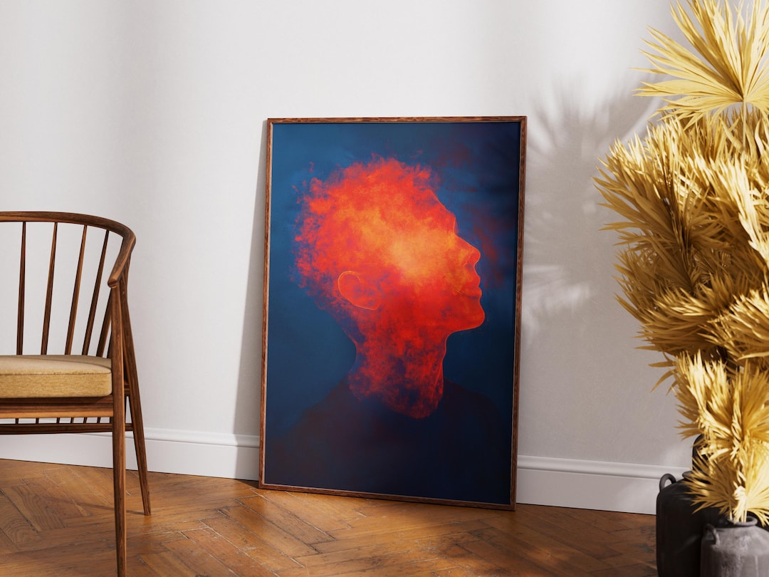 Abstract Human Mind Wall Art Psychedelic Heat Map Wall Print Modern ...
