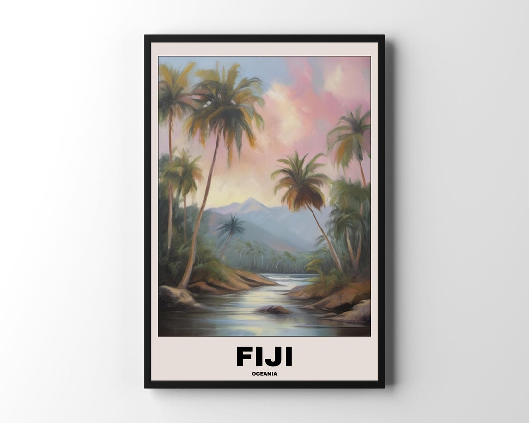 Fiji Wall Art Print Fiji Poster Beach Painting Scenic Travel Poster ...