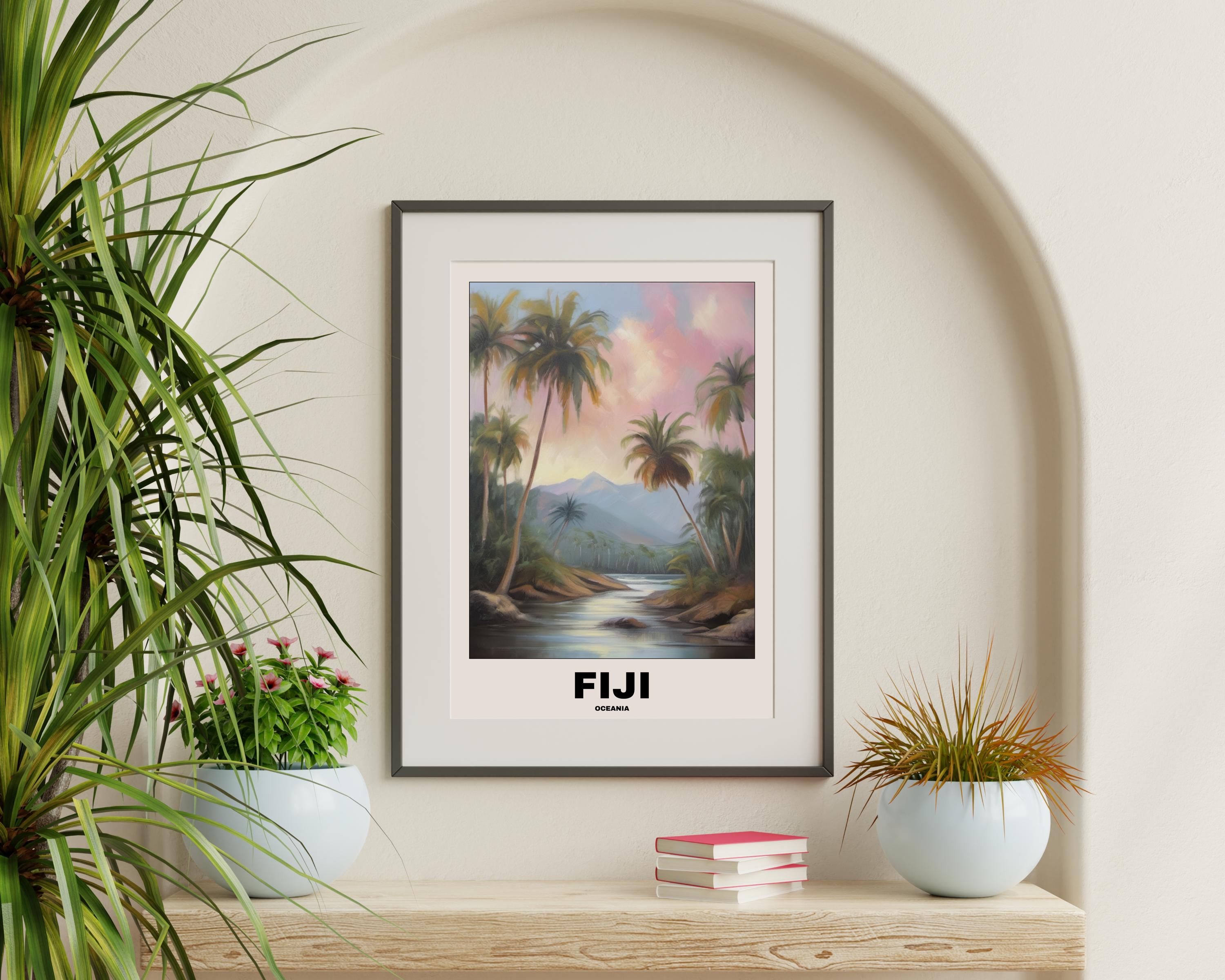 Fiji Wall Art Print Fiji Poster Beach Painting Scenic Travel Poster ...