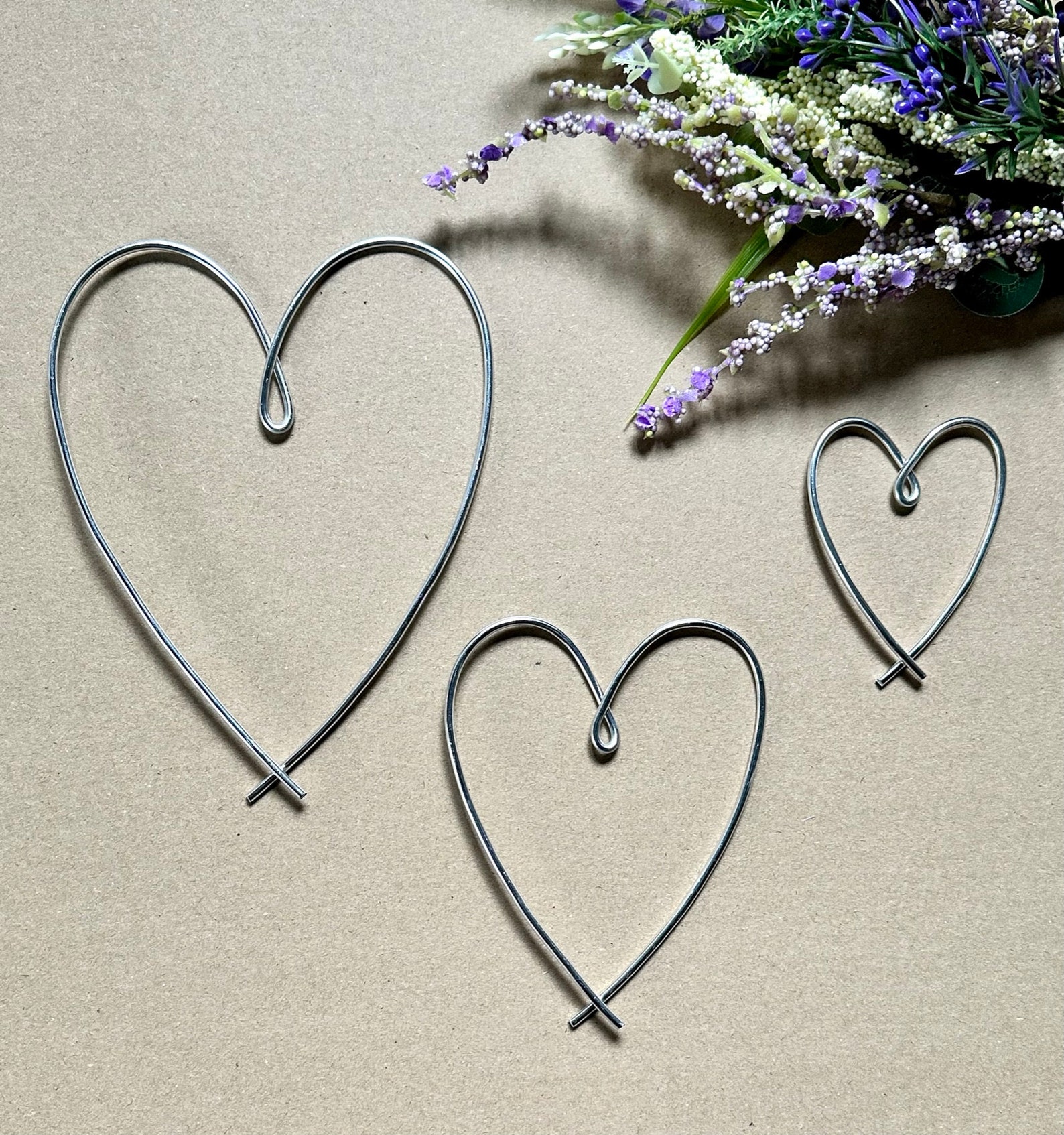 Trio of Wire Hearts, Wire Heart, Wire Wall Art, Wall Hanging, Flat Lay ...