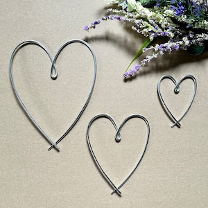 Trio of Wire Hearts, Wire Heart, Wire Wall Art, Wall Hanging, Flat Lay ...