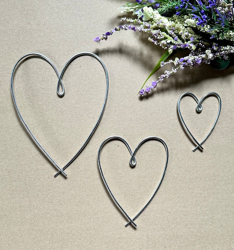 Trio de coeurs de fil, coeur de fil, art de mur de fil, pendaison de ...