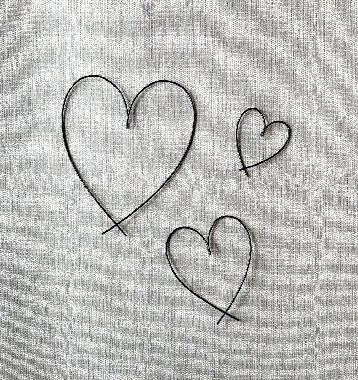 Trio of Wire Hearts, Wire Heart, Wire Wall Art, Wall Hanging, Flat Lay ...