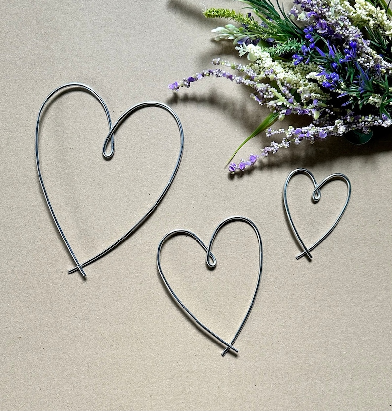 Trio of Wire Hearts, Wire Heart, Wire Wall Art, Wall Hanging, Flat Lay ...